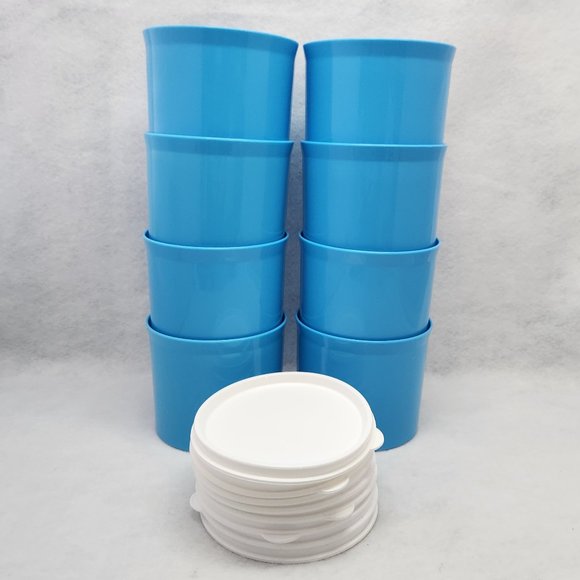 Tupperware | Kitchen | Tupperware Canisters 8pc Set Blue Base Liquid ...